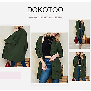 Dokotoo Womens Oversized Winter Cardigans Sweaters for Women 2024 Fashion Open Front Ladies Long Sleeve Autumn Chunky Casual Soft Knit Outerwear Coats Green X-Large