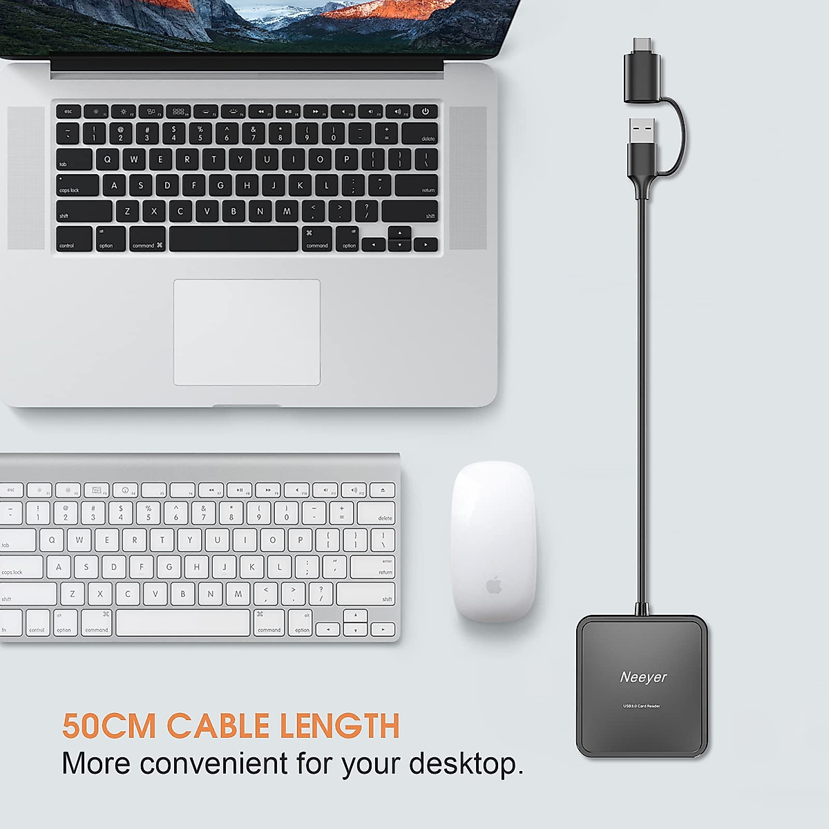 Neeyer USB C to Micro SD Card Reader Supports CF/CFI/TF, SDXC/SDHC/SD,MMC/Micro SDXC/Micro SDHC/MS, UHS-I Compatible for Galaxy S20, MacBook Pro/MacBook Air/iPad Pro