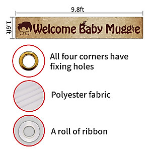 Welcome Baby Muggle Large Banner Sign, Baby Shower Party Decorations Supplies, Gender Reveal Welcome Little Muggle Banner