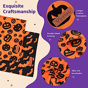 Viretec Halloween Dog Bandanas, Reversible Triangle Bibs Pumpkin and Bat Pet Scarf, Thanksgiving Fall Dog Scarf for Boy and Girl, Halloween Costumes Accessories Gift for Dogs Cats (Pack of 2)