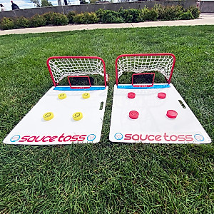 Sauce Toss: The Premium Hockey Sauce Pass Game for Playing, Passing, Training, Trick Shots and More - Tailgate Friendly and Portable Hockey Game, Supreme