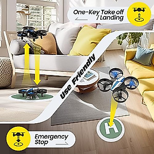 Holy Stone Mini Drone for Kids and Beginners RC Nano Quadcopter Indoor Small Helicopter Plane with Auto Hovering, 3D Flip, Headless Mode and 3 Batteries, Great Gift Toy for Boys and Girls, Blue