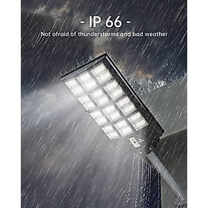 OKPRO S-1152B 1200W Solar Street Lights Outdoor Waterproof, 7000K 120000LM Dusk to Dawn, LED Wide Angle Lamp with Motion Sensor and Remote Control, for Parking Lot, Yard