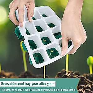 Patigrow 3 Packs Seed Starter Tray Flexible Silicone 36 Cells Reusable Seed Starter Kit with Humidity Dome Dishwasher Safe Seed Starting Trays Plant Starter Kit Indoor Greenhouse for Seed Starting