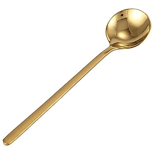Spoons Silverware Dessert Spoons Round Shape Coffee Spoon Mini Teaspoons Sugar Dessert Spoon Ice Cream Soup Spoon Kitchen Spoon Set (Color : A, Size : 1 pcs)