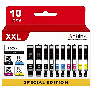 PGI-280 CLI-281 XXL Higher Yield BKCMY 10 Color Value Pack Compatible for Canon 280XL 281XL XL Ink Cartridge for PIXMA TR8520 TR8600 TR8620 TS6320 TR7520 TS6120 TR8500 TS6220 TS6300 TR8622 Printer