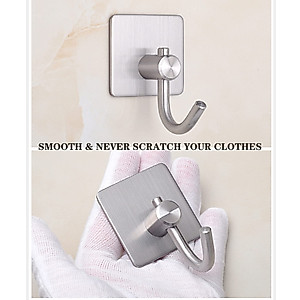 8 Pack Adhesive Hooks Heavy Duty Stainless Steel Black Wall Hooks Sticky Holder Waterproof Aluminum Towel Hooks for Hanging Coat Hat Key Clothes Closet Hook Wall Mount for Kitchen Bathroom Office