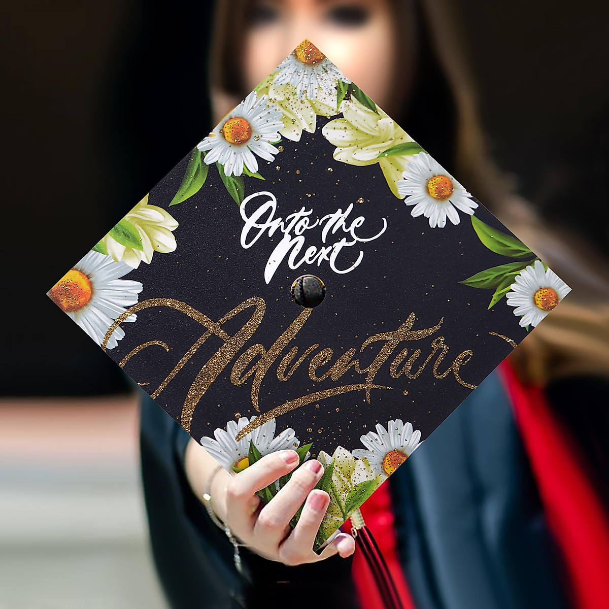 Once Upon A Time Graduation Cap Topper with Flowers, Grad Cap Decorations, Class of 2024 Grad Cap Topper, On to the next adventure