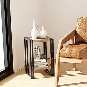 fusehome 22 inch Plant Stand Table, 2 Tier Plant Shelves Indoor Flower Pots Stand Holder Modern Corner Plant Stand Rack Shelves Square Plant Tables for Office Living Room, Balcony