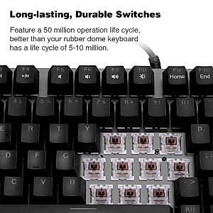 VELOCIFIRE Tenkeyless Mechanical Keyboard Mini, 78-Key Compact Ergonomic, Outemu Brown Switches Backlit and Double-Shot ABS Keycaps for Copywriter, Typist and Programmer