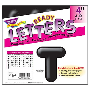 TREND enterprises, Inc. Black 4" 3-D Uppercase Ready Letters