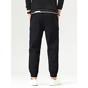 WDIRARA Men's Ripped Frayed Skinny Zipper Fly Jeans Casual Long Denim Pants with Pocket Black Solid S