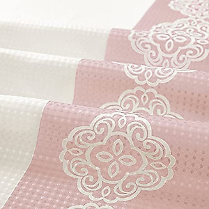 15 Piece Bathroom Shower Curtain set with Memory Foam Bath rugs. 2 Solid Rose Pink Beige Color Modern Design None-Slip Bath Mats Includes12 Roller Ball Hooks Style Carrie (Lite Rose Pink)