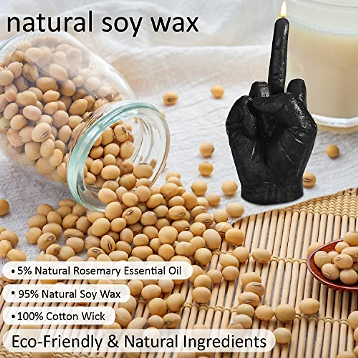 Middle Finger Scented Candle, Black Gifts Candle for Women, Fragrance Candle Gift for Sister Friend, Soy Wax Long Lasting Scented Candle for Home Bedroom Decoration Birthday Gift