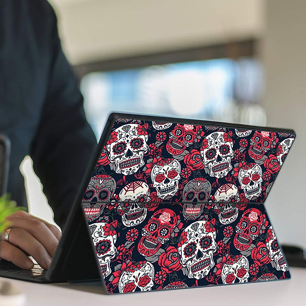 IT'S A SKIN Microsoft Surface Pro 6 (fits Most Older Models) Decal Vinyl Wrap | Sugar Skulls Red Black Dia de Los