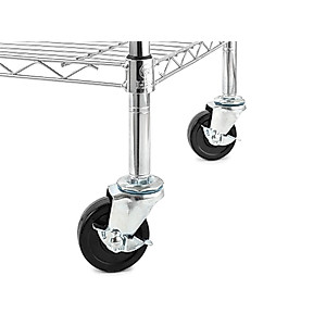 Home Storage Space HSS 5 Tier Wire Shelving Tower with Casters, 16 inch x16 inch x53.7 inch H, Chrome