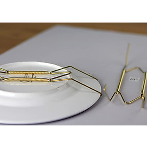 DUNPUTE 10 Pack Plate Hangers, Invisible Plate Hangers Golden Stainless Decorative Wire Plate Hangers for Decorative Plates and Antique Plates (Gold, 8 Inch)