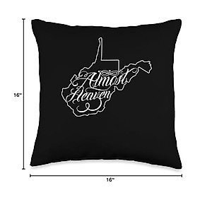 Almost Heaven West Virginia Map USA State Gift Almost Heaven West Virginia Map | USA American State Throw Pillow, 16x16, Multicolor