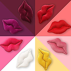 Ashler 3D Lips Throw Pillows Smooth Soft Velvet Insert Included, Lip Shaped Pillow for Bed Living Room, New Red, 24 X 12 inches
