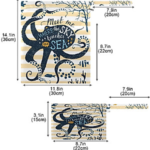 visesunny Octopus Fish Stripe 2Pcs Wet Bag with Zippered Pockets Washable Reusable Roomy for Travel,Beach,Pool,Daycare,Stroller,Diapers,Dirty Gym Clothes, Wet Swimsuits, Toiletries