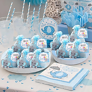40 Sets Baby Shower Favors for Boys, Guests Gifts Including Elephant Keychains Decorations, Drawstring Bags, Thank You Cards