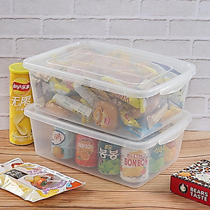 CadineUS 14 Quart Clear Latching Box, Plastic Storage Container Bins with Lids Set of 4