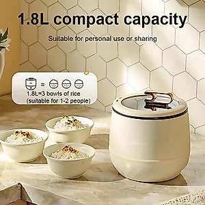 BTuregsau Smart Mini Rice Cooker, Multi-Function Cooker, Mini Hot Pot Rice Cooker, Portable Mini Rice Cooker,Creamy-White