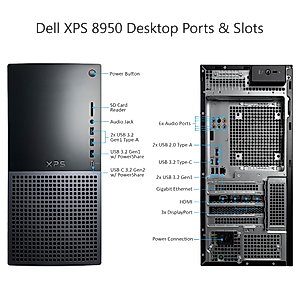 Dell XPS 8950 Gaming Desktop Computer - 12th Gen Intel Core i9-12900K up to 5.2 GHz CPU, 64GB DDR5 RAM, 4TB SSD + 6TB HDD, GeForce RTX 3090 24GB GDDR6, Killer Wi-Fi 6, Windows 11 Home