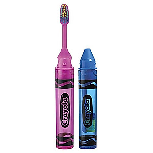 GUM - 228RB Crayola Kids' Travel Toothbrush, Antibacterial Bristles, Soft, Ages 4+, 2 Count