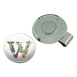 GRAPHICS & MORE Letter W Floral Monogram Initial Golf Hat Clip with Magnetic Ball Marker