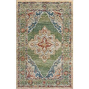 Unique Loom Isabella Collection Traditional Medallion Green Area Rug (5' 0 x 8' 0)