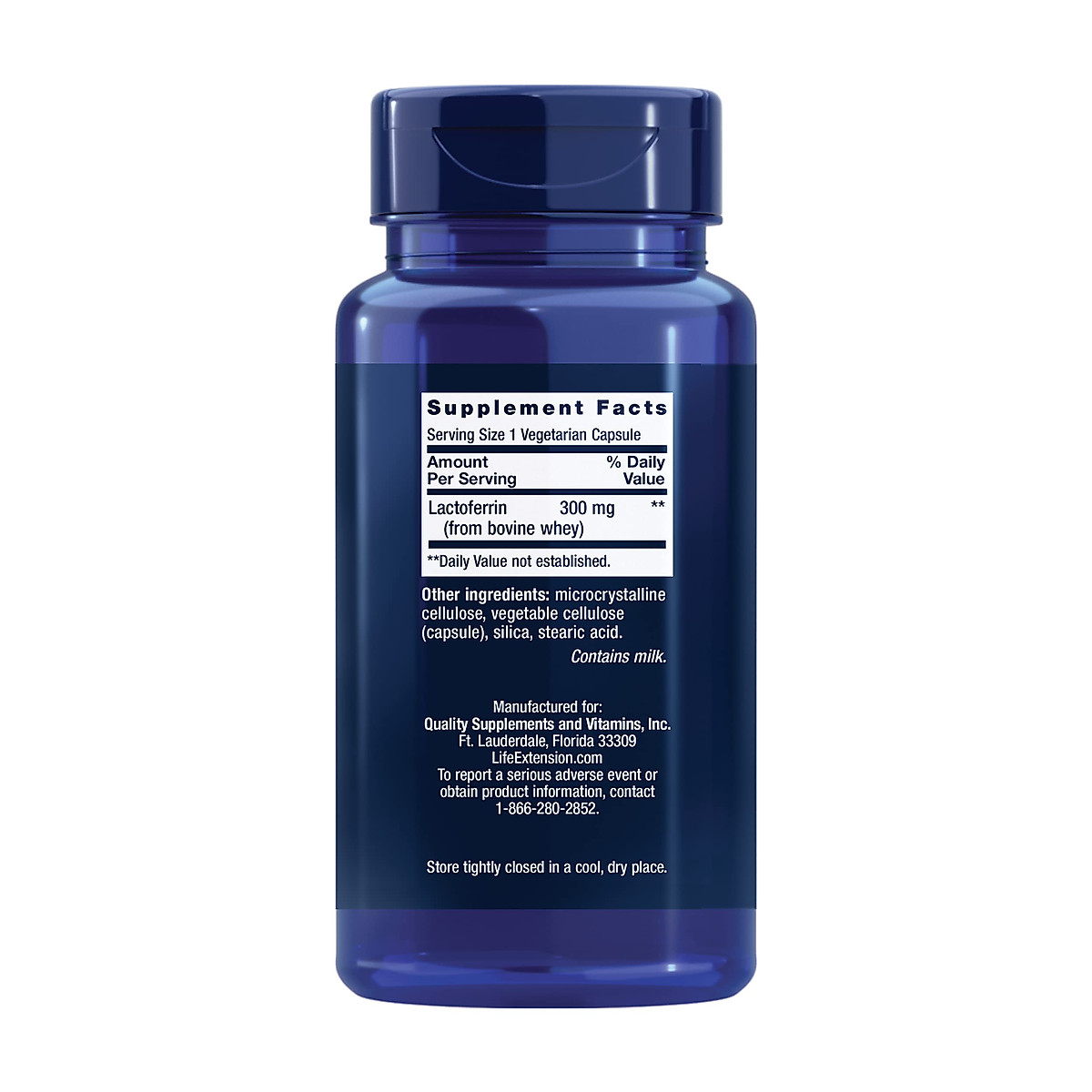 Life Extension Lactoferrin Caps, healthy immune response, GI support, vision health, gluten-free, non-GMO, 1-daily, vegetarian, 60 capsules