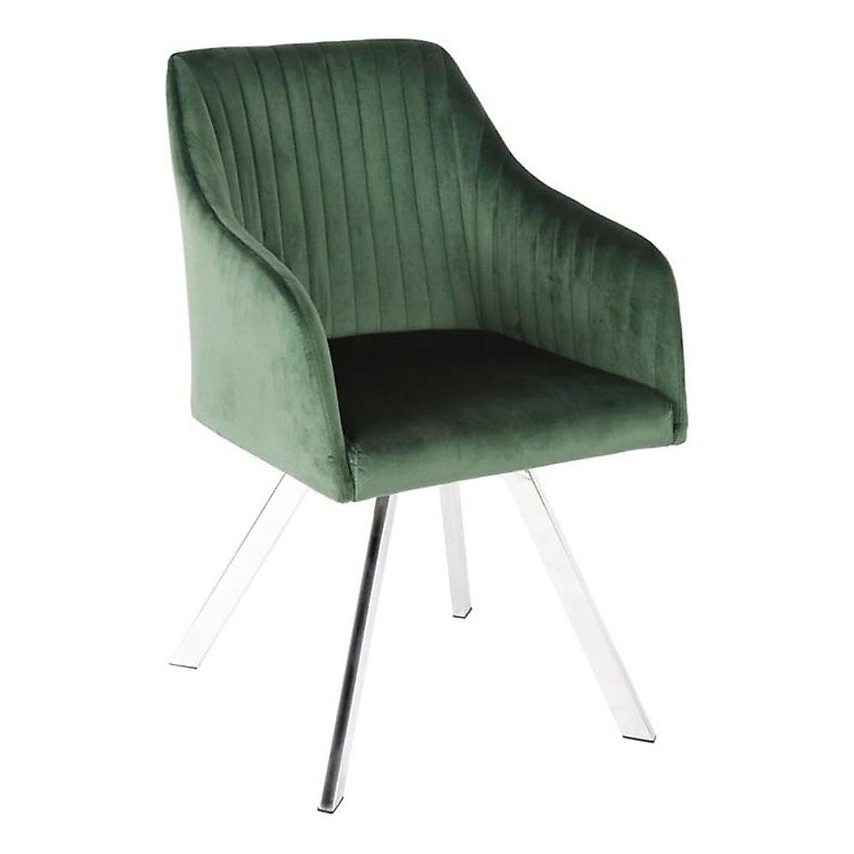 MAKLAINE Contemporary Velvet Tufted Sloped Arm Swivel Dining Chair in Green