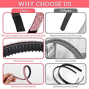 YONOY 15 Colors Sparkle Plastic Headbands For Girls,Glitter Thin Head Bands No Slip Fashion Girls Hard Toddler Hairbands