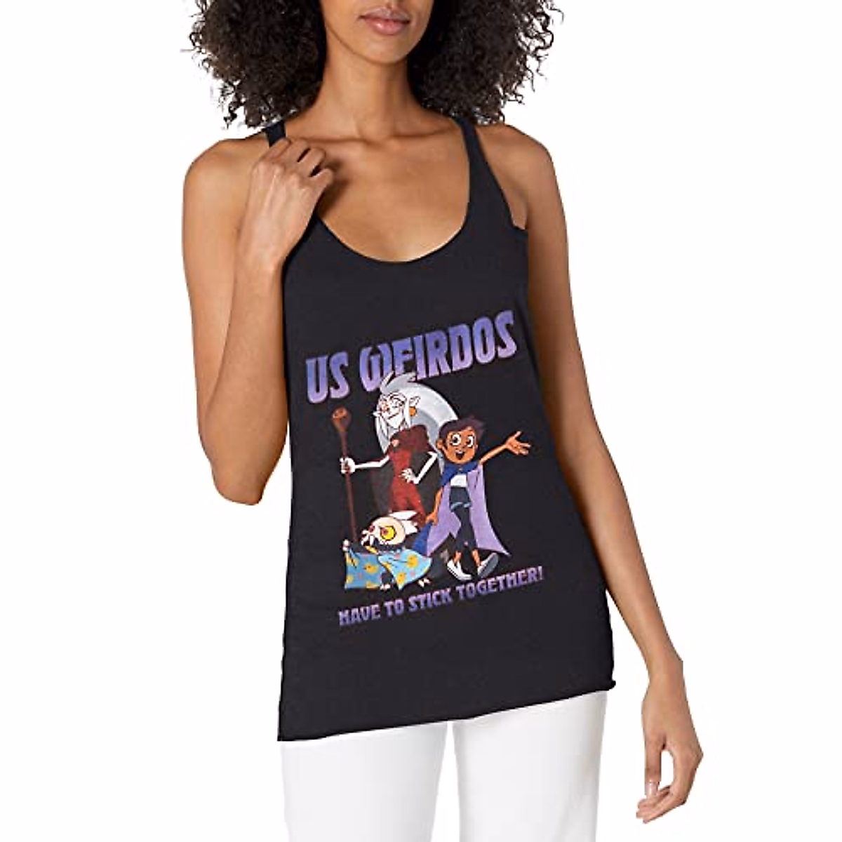 Disney Owl House Weirdos Unite Women's Racerback Tank Top, Black Heather, Small