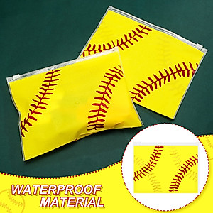 Gersoniel 50 Pieces Makeup Bag Bulk Waterproof Cosmetic Bags Eva Pencil Case Pouch Travel Toiletry Bag with Zippers for Women Players Teams(Yellow,Softball)