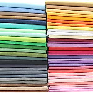 OZXCHIXU 54Pcs Solid Color Fabric Cotton Fat Quarters 9.8''x9.8'' Squares Fabric Bundles for DIY Sewing Scrapbooking Quilting Craft Patchwork, DIY Craft, Scrapbooking Cloth, Assorted Color