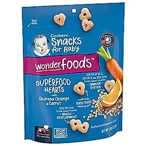 Gerber Wonder Foods Superfood Hearts, Quinoa Orange & Carrot, 1.48 OZ