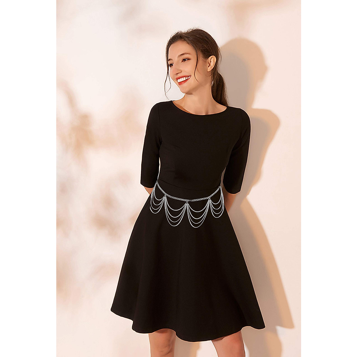 ORAZIO Silver Tone Chain Belts for Women Waist Chains Summer Beach Hip Belly Body Chains Jewelry