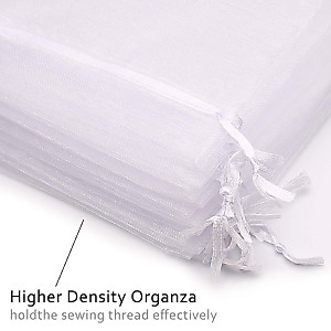 Akstore 100Pcs 2.8"x3.6"(7x9cm) Sheer Drawstring Organza Jewelry Pouches Wedding Party Christmas Favor Gift Bags (White)