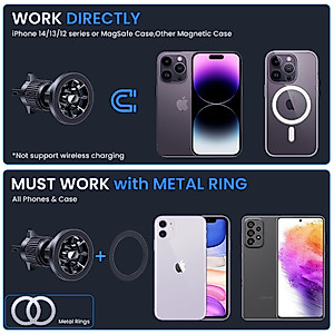 PGU for MagSafe Car Mount, [Strong Magnets] 3 in 1 Universal Magnetic Phone Holder for Car Dashboard/Windshield/Vent Car Phone Holder Mount for iPhone 14 13 12 Pro Max Plus Mini Android All Phones