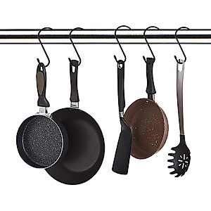 Nisoger 12 Pack 6 Inch S Hook, Large Vinyl Coated S Hooks with Stopper Non Slip Heavy Duty, Steel Metal Black Rubber Coated Closet S Hooks for Hanging Jeans Plants Jewelry Pot Pan Cups Towels