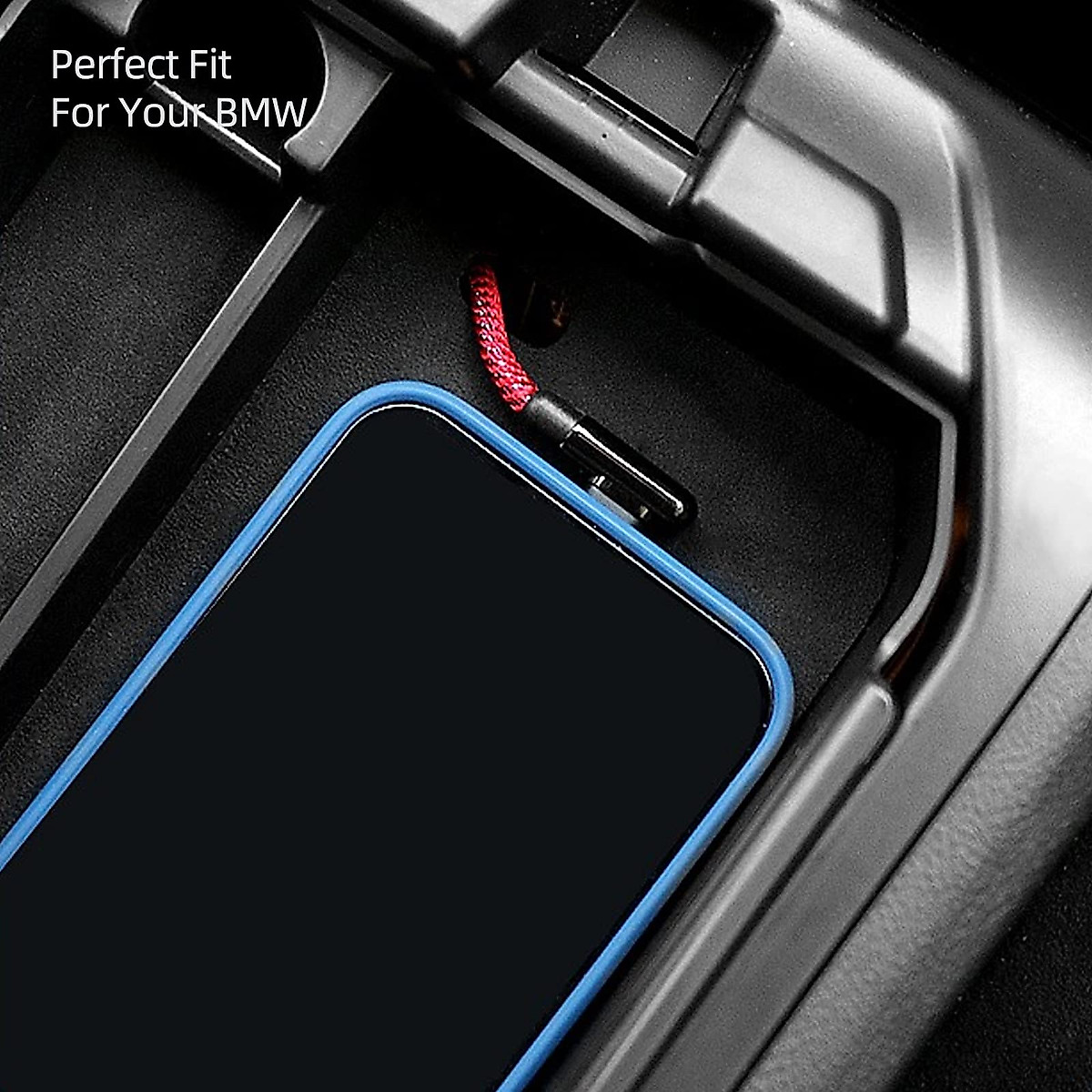 Alfanxi Center Console Organizer Tray Alcantara Material Armrest Storage Tray Box Compatible with 2018-2023 BMW X3 G01 X4 G02 IX3 (Grey)