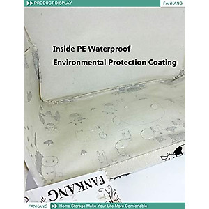 FANKANG Storage Basket,Nursery Hamper Canvas Laundry Basket Foldable with Waterproof PE Coating Storage, Office, Bedroom, Clothes,Toys(L, Rec-cows)