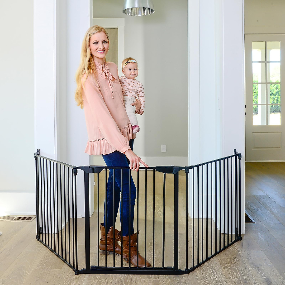 Cardinal Gates EX100 XpandaGate Expandable Baby Gate - Extra Wide Dog Gate - Adjustable Safety Gate for Kids & Pets - 30 to 90 Inches Wide - Black