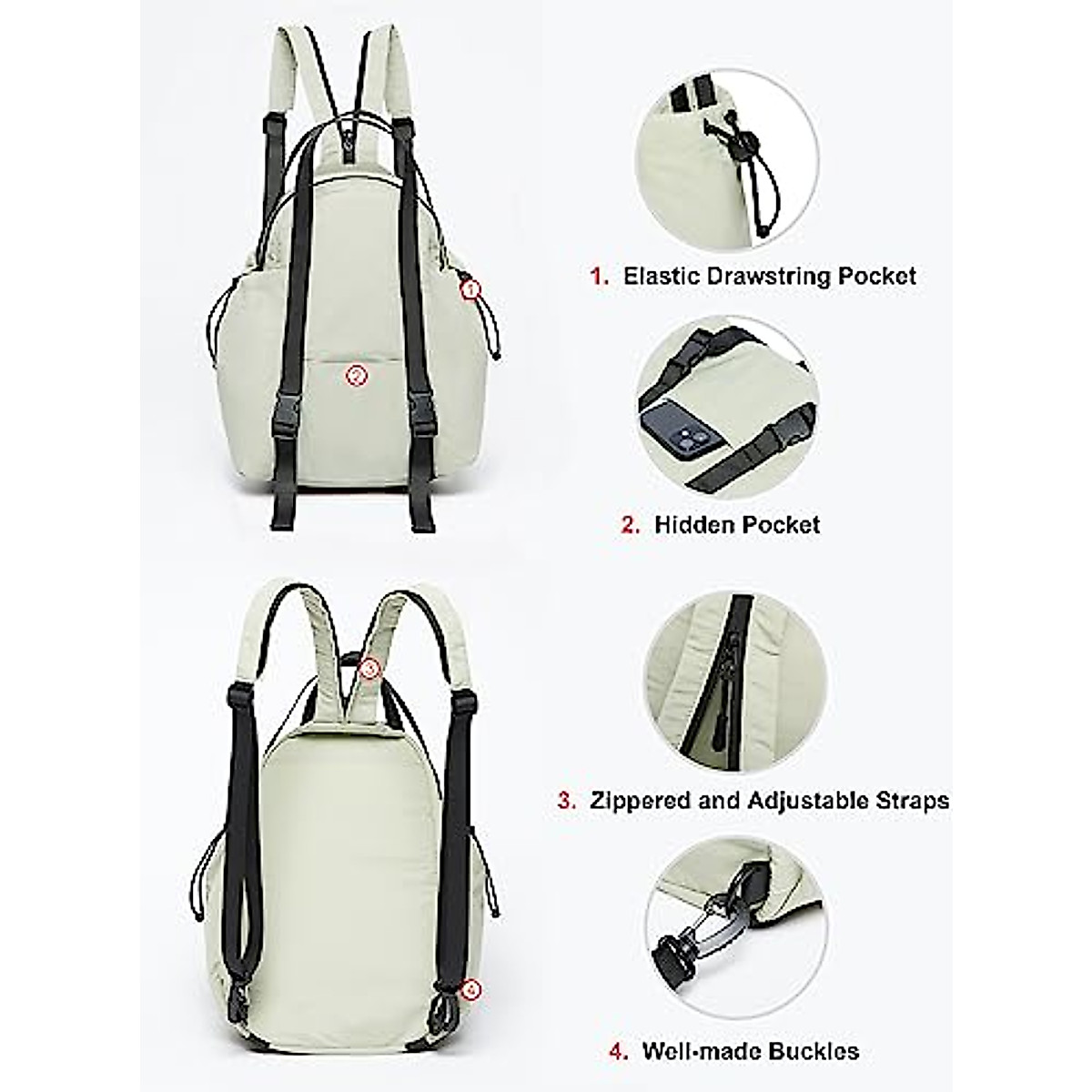 THE GYM PEOPLE Lightweight Mini Backpacks Womens Waterproof Travel Daypack Small Cute Crossbody Sling Bags