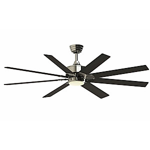 Levon Custom - 8 Blade Ceiling Fan with Light Kit-16.27 Inches Tall and 64 Inches Wide-Brushed Nickel Finish-Dark Walnut
