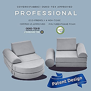 jela Kids Couch 14PCS Luxury, Floor Sofa Modular Furniture for Adults, Playhouse Play Set for Toddlers Babies, Foam Play Couch (Moonlight Grey, 57"x28"x18")