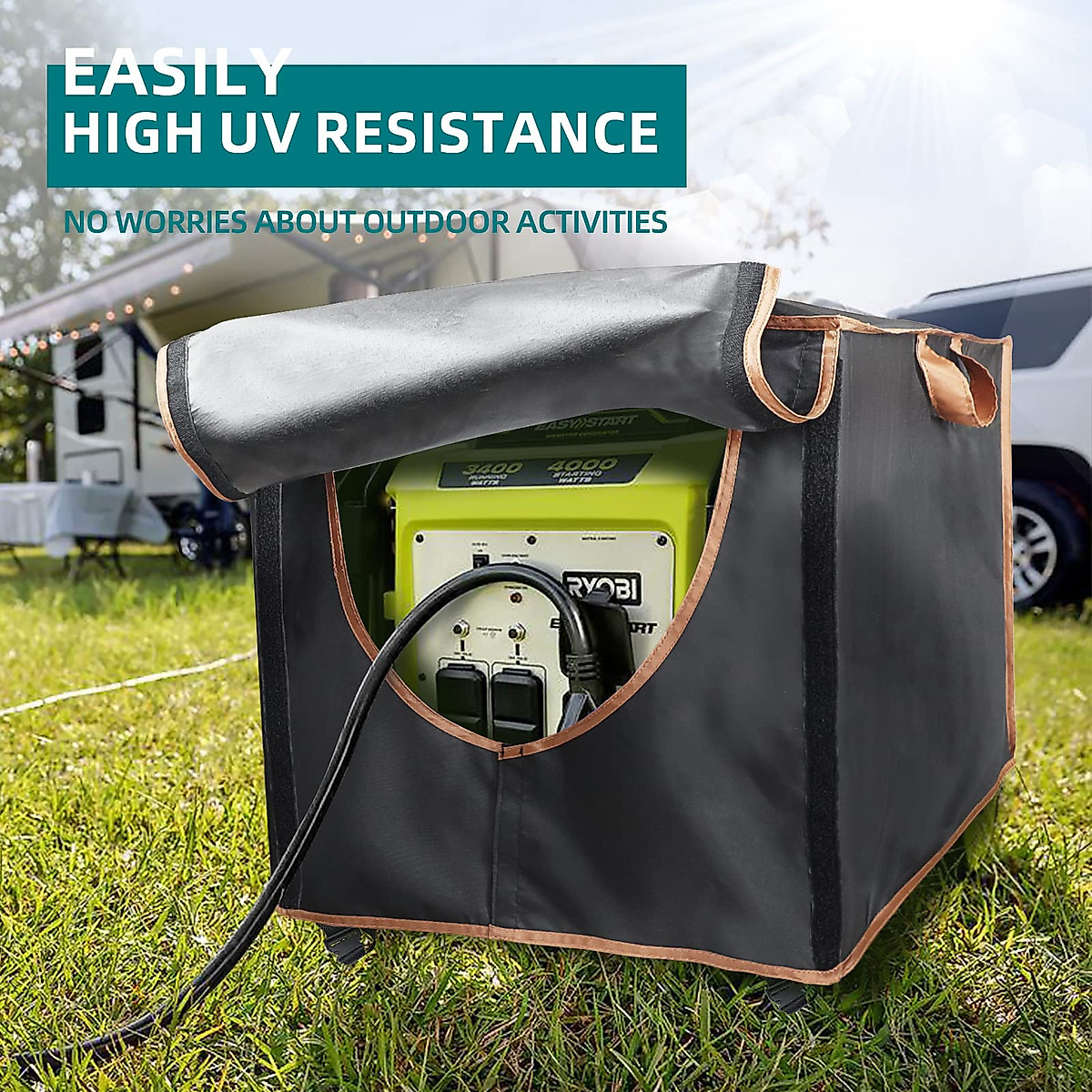 PALON Outdoor Waterproof Generator Covers, 26x20x20in Camping Dynamo Protection, Universal Generator Protector for Portable Generators 3000-5000W, Black