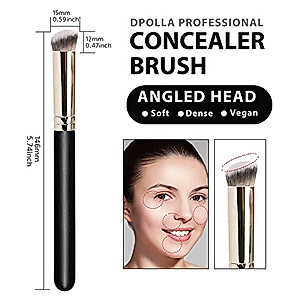 Makeup Brushes Dpolla Pro Foundation Brush and Flawless Concealer Brush Perfect for Any Look Premium Luxe Hair Contour Brush Perfect for Blending Liquid,Buffing,Cream,Sculpting,Mineral Makeup(Black)